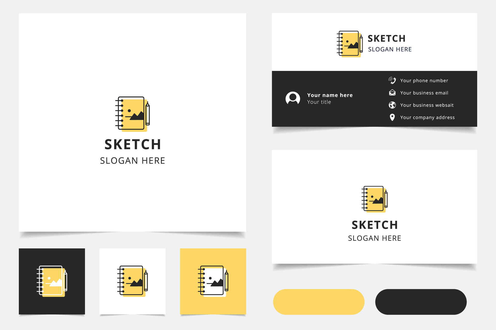 Sketch logo design with editable slogan. Branding book and business ...