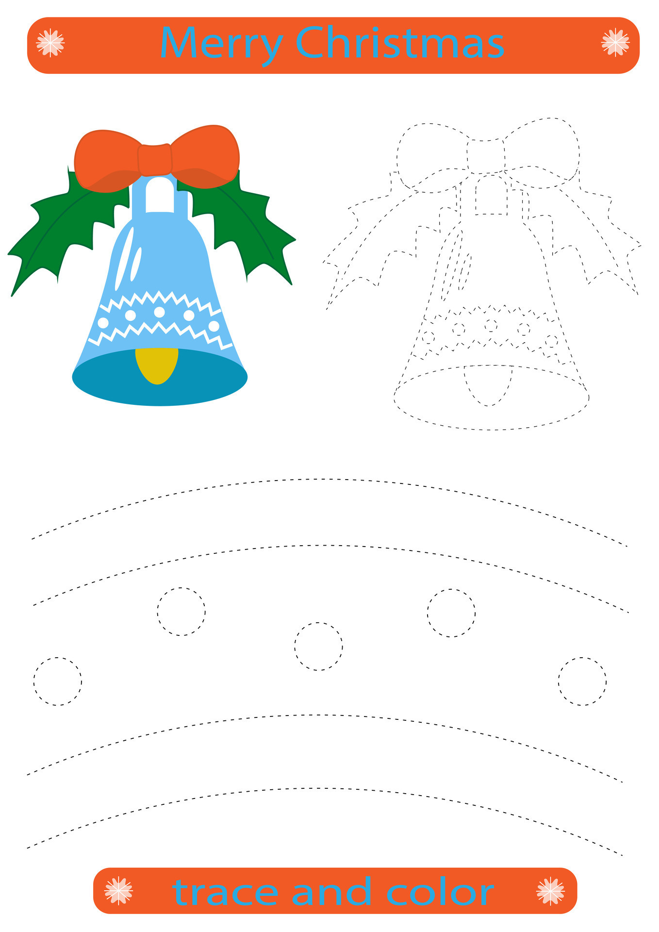 Tracing lines for children. Christmas, Christmas bell, handwriting ...