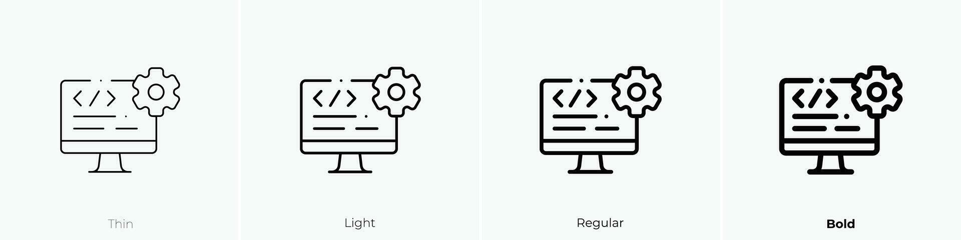 Software Developer Icon Thin Light Regular And Bold Style Design Isolated On White Background