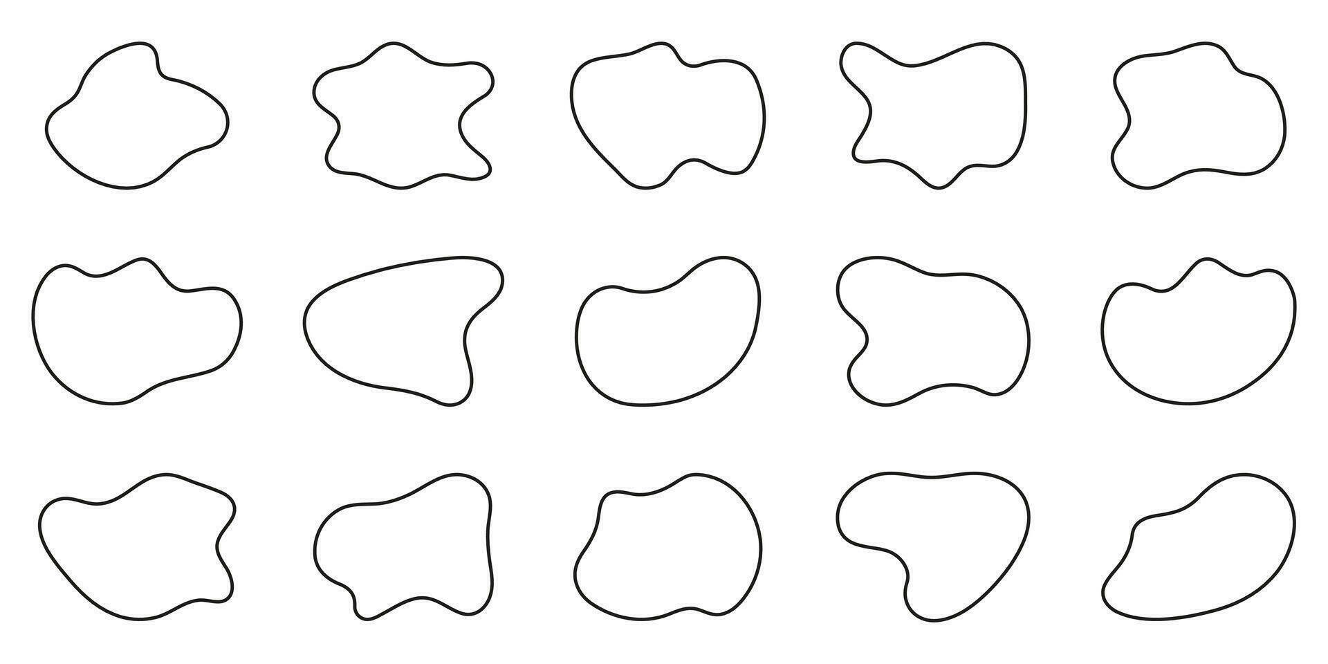 Irregular Organic Line Blob Set. Asymmetric Shape Blotch. Liquid Random ...