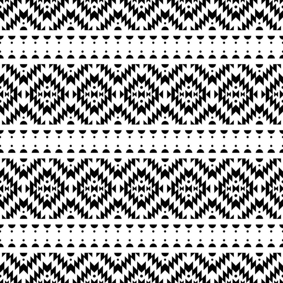 Ethnic Seamless Stripe Pattern In Black And White Vector Illustration