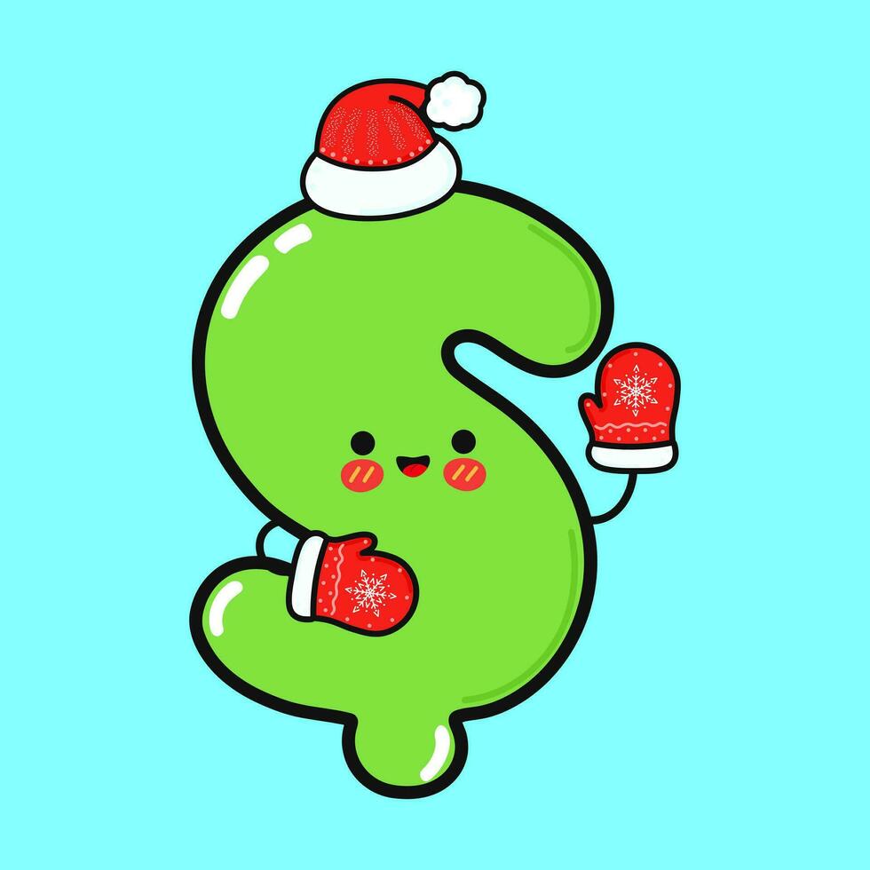 Smiling happy Dollar sign and christmas. Vector flat cartoon character ...