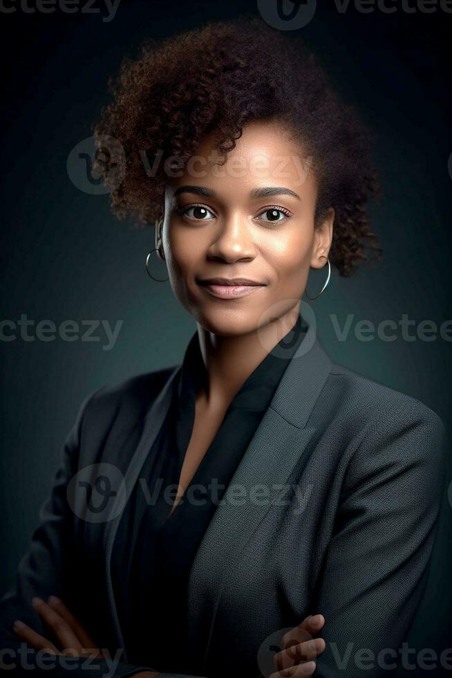 African American business woman smiling at camera, generative ai ...