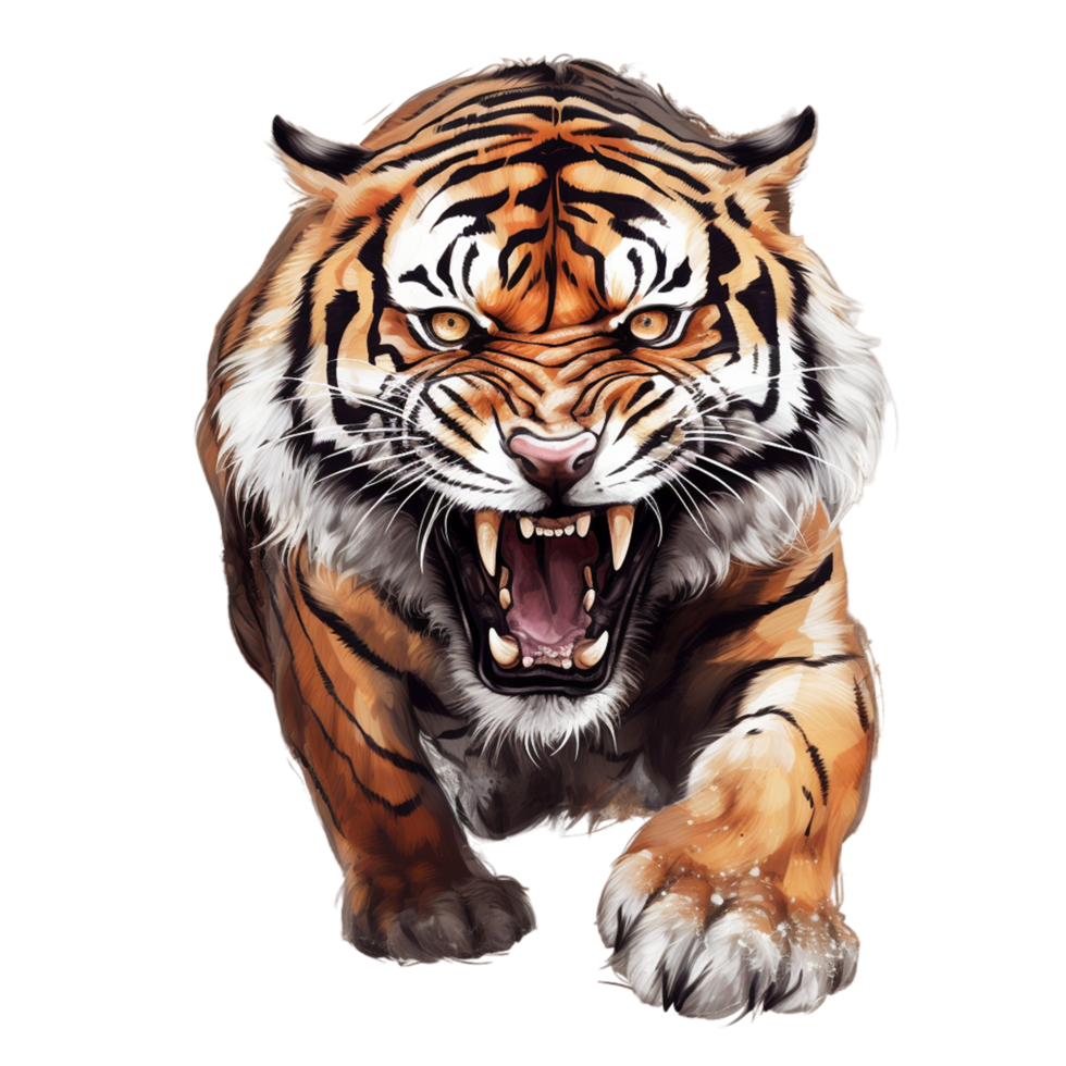Ferocious tiger on a transparent background ai generative 30245860 PNG