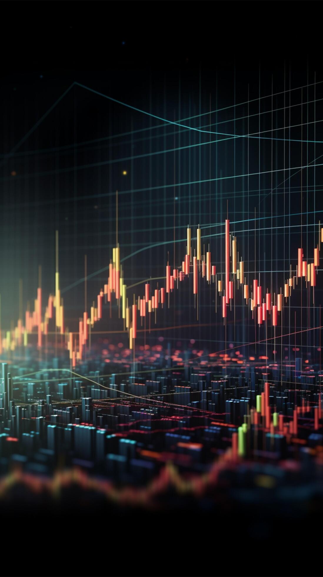 Financial stock market graph. Depicts TradingView financial market chart. Vertical Mobile ...