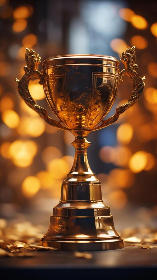Champion's golden trophy, representing success and achievement, on ...