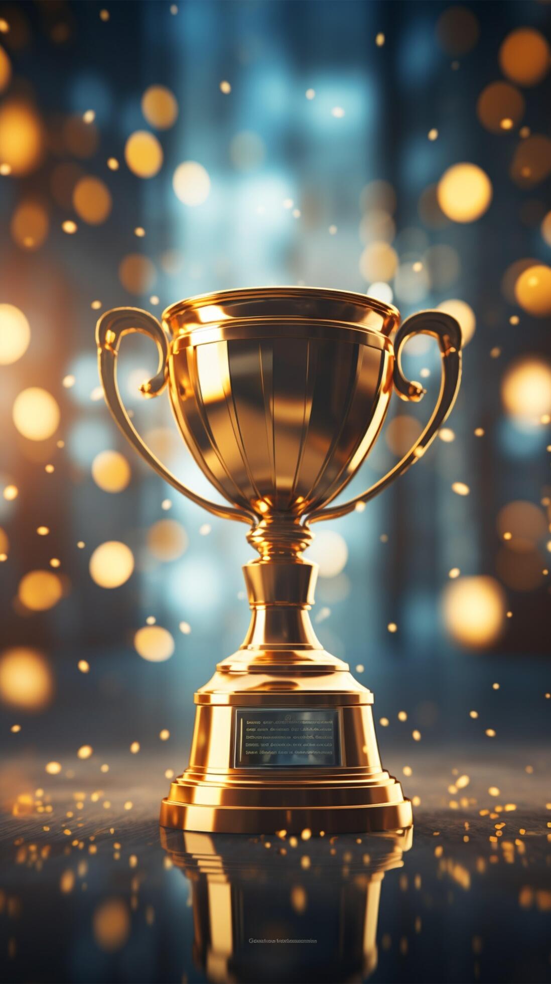 Golden trophy, symbol of success and achievement, on champion ...