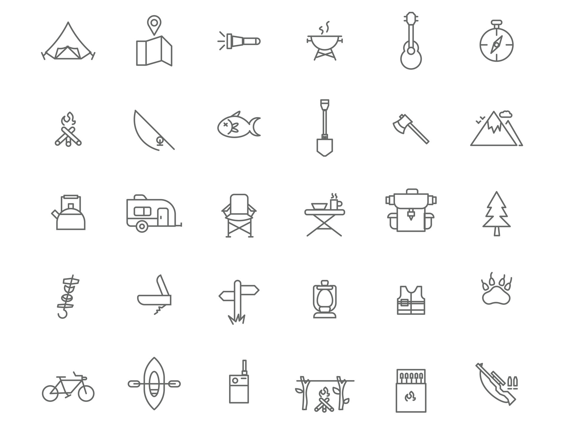 Camping Thin Line Web Icon Set Outline Icons Collection Simple Vector Illustration 30329486