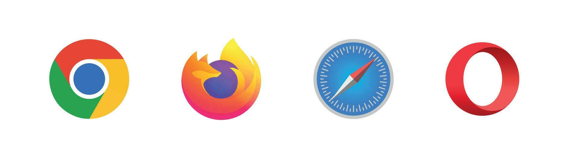 Internet browser logo. Google Chrome, Mozilla Firefox, Safari, Opera 30329505 Vector Art at Vecteezy