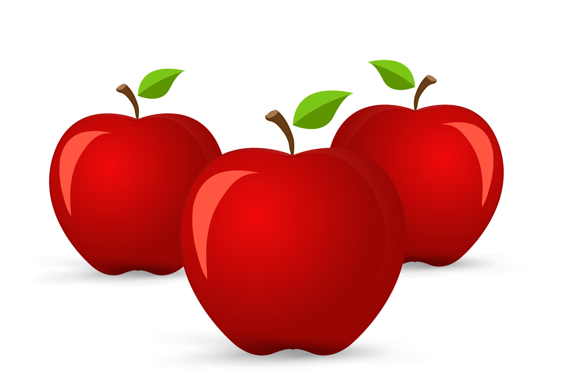 Group of three red Natural fresh apples vector icon, red skin of juicy ... Group of three red Natural fresh apples vector icon, red skin of juicy ...