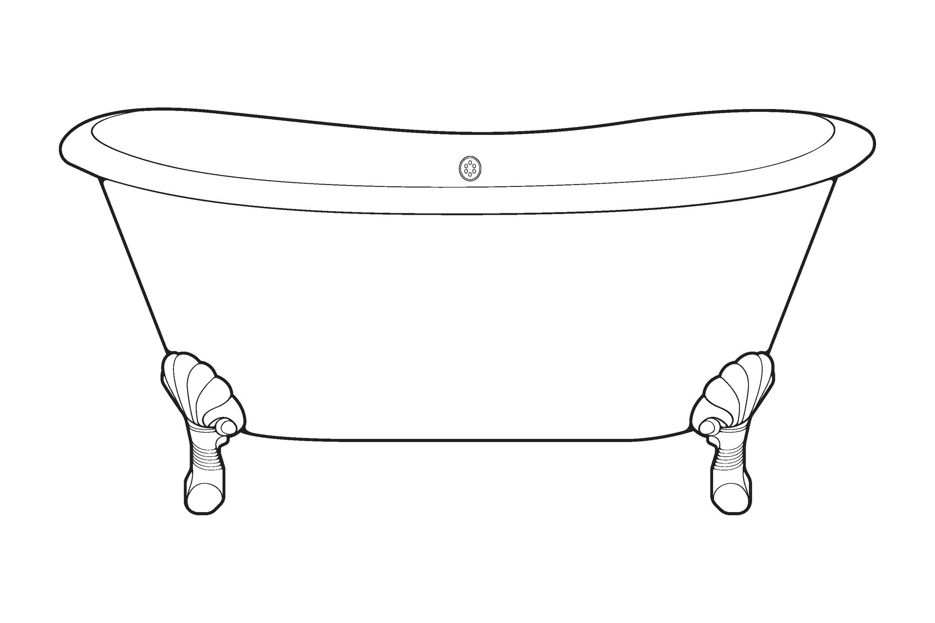 Hand-drawn outline bathtub, simple styles outline vector. Simple doodle ...