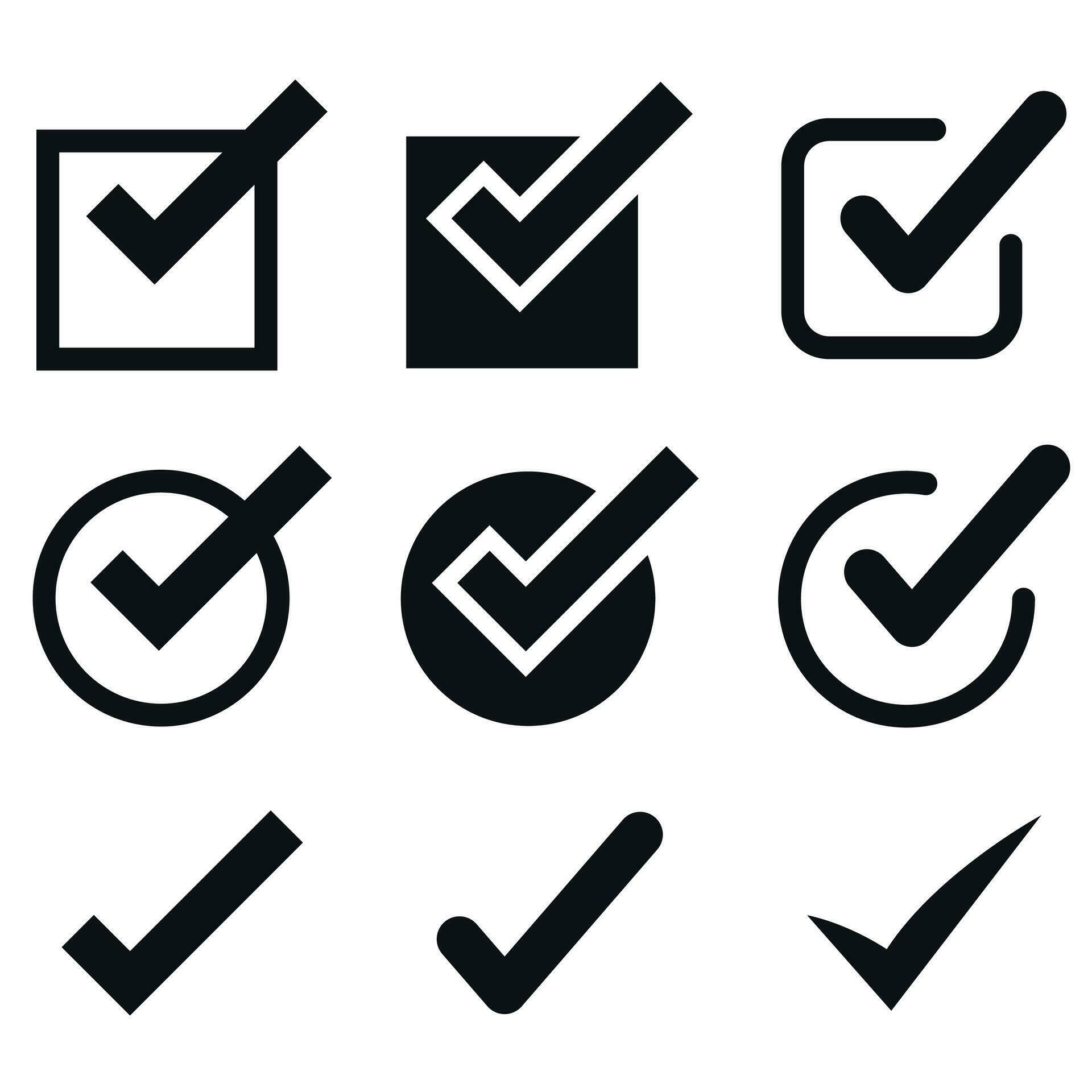 Check mark icons set. Check marks symbol collection. Simple check mark. Quality sign icon ...