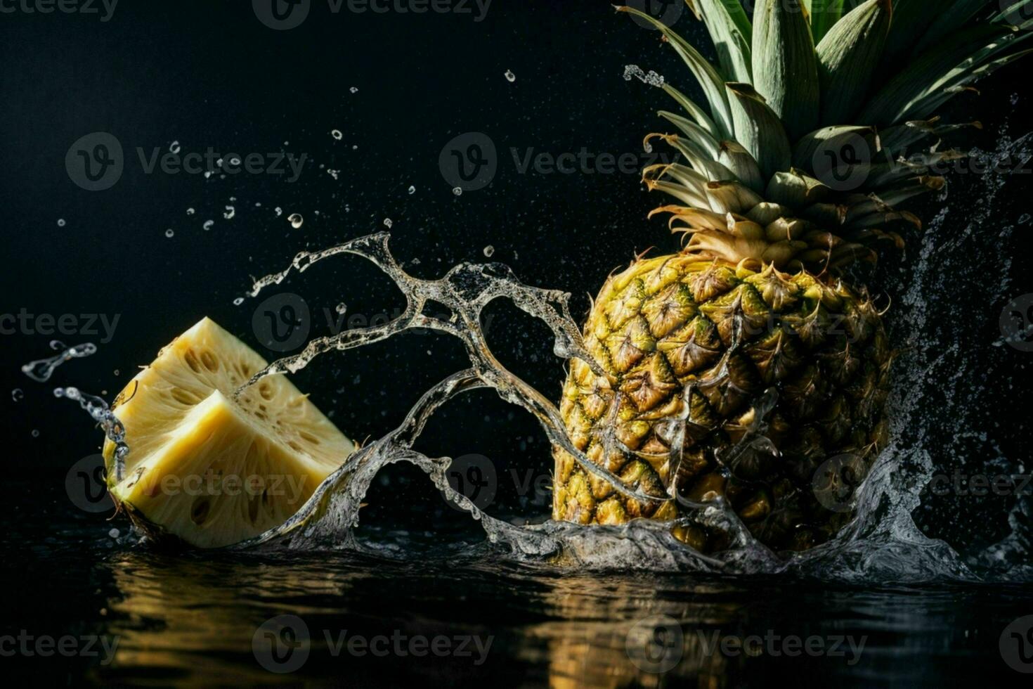 Water splash on pineapple fruit. AI Generative Pro Photo 30338007 Stock Photo at Vecteezy