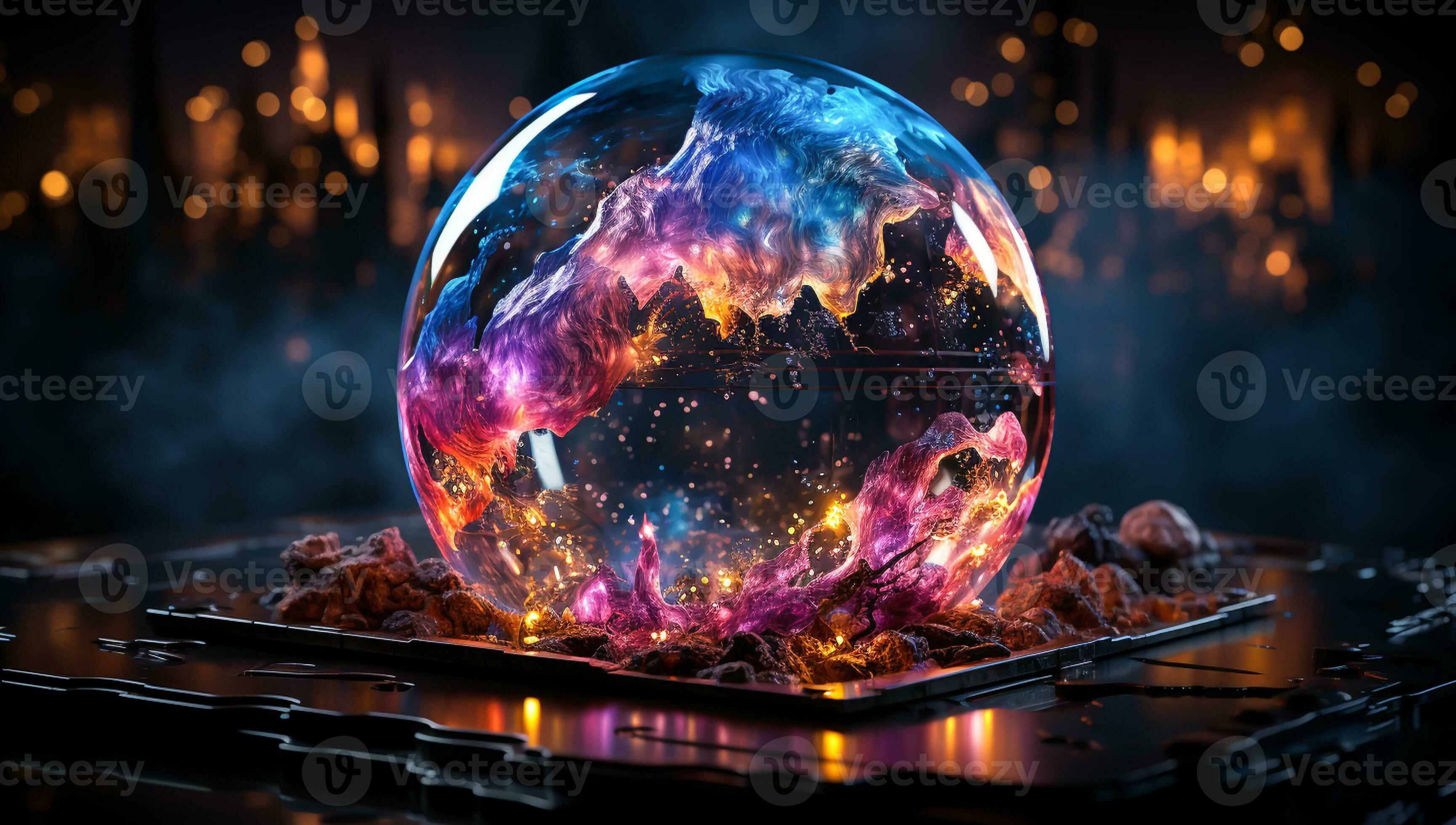 Illustration of glowing planet earth. AI Generated 30341565 Stock Photo ...
