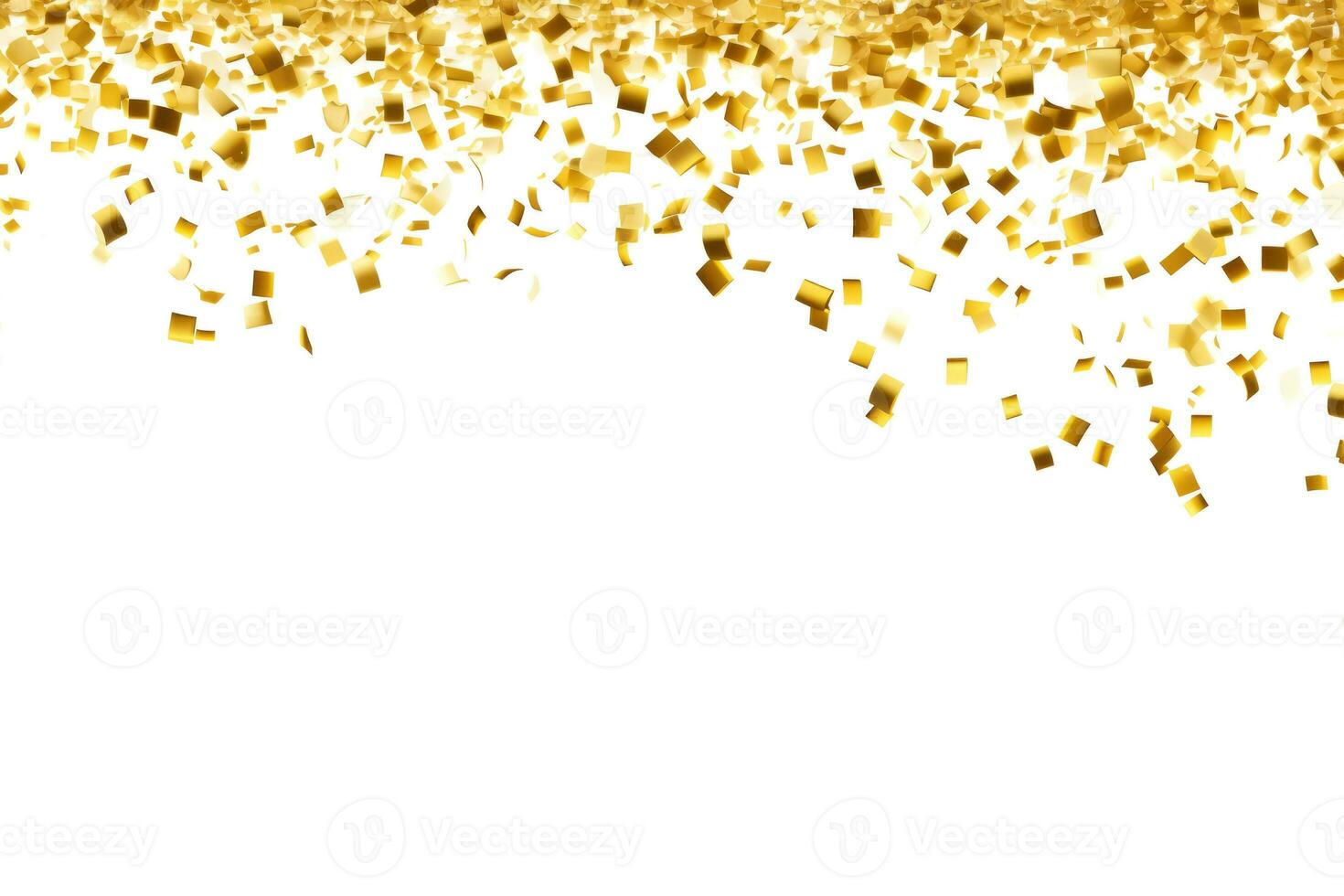Gold confetti falling down in front of a white background. AI generated 30345409 Stock Photo at ...