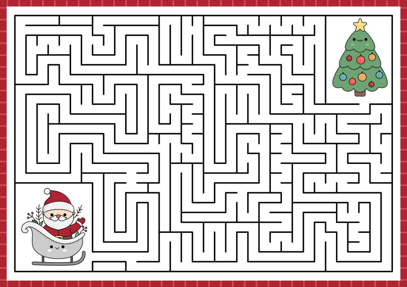 Christmas maze for kids. Winter holiday preschool printable activity ...
