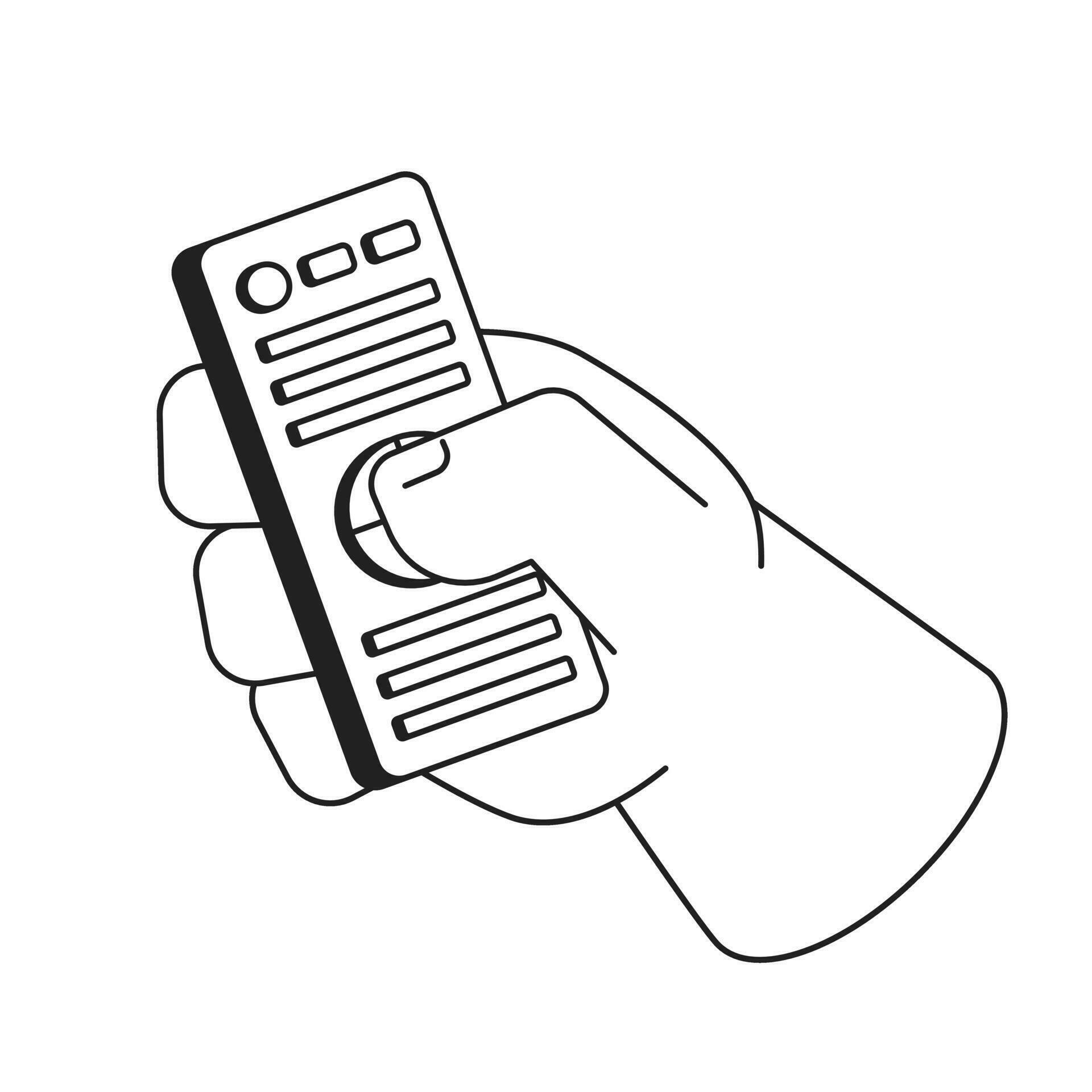 Clicking Remote Control Device Cartoon Hand Outline Illustration