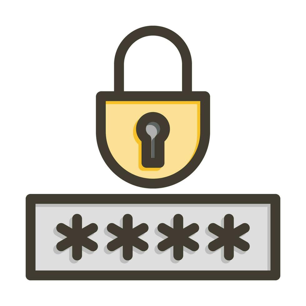 Password Vector Thick Line Filled Colors Icon For Personal And ...