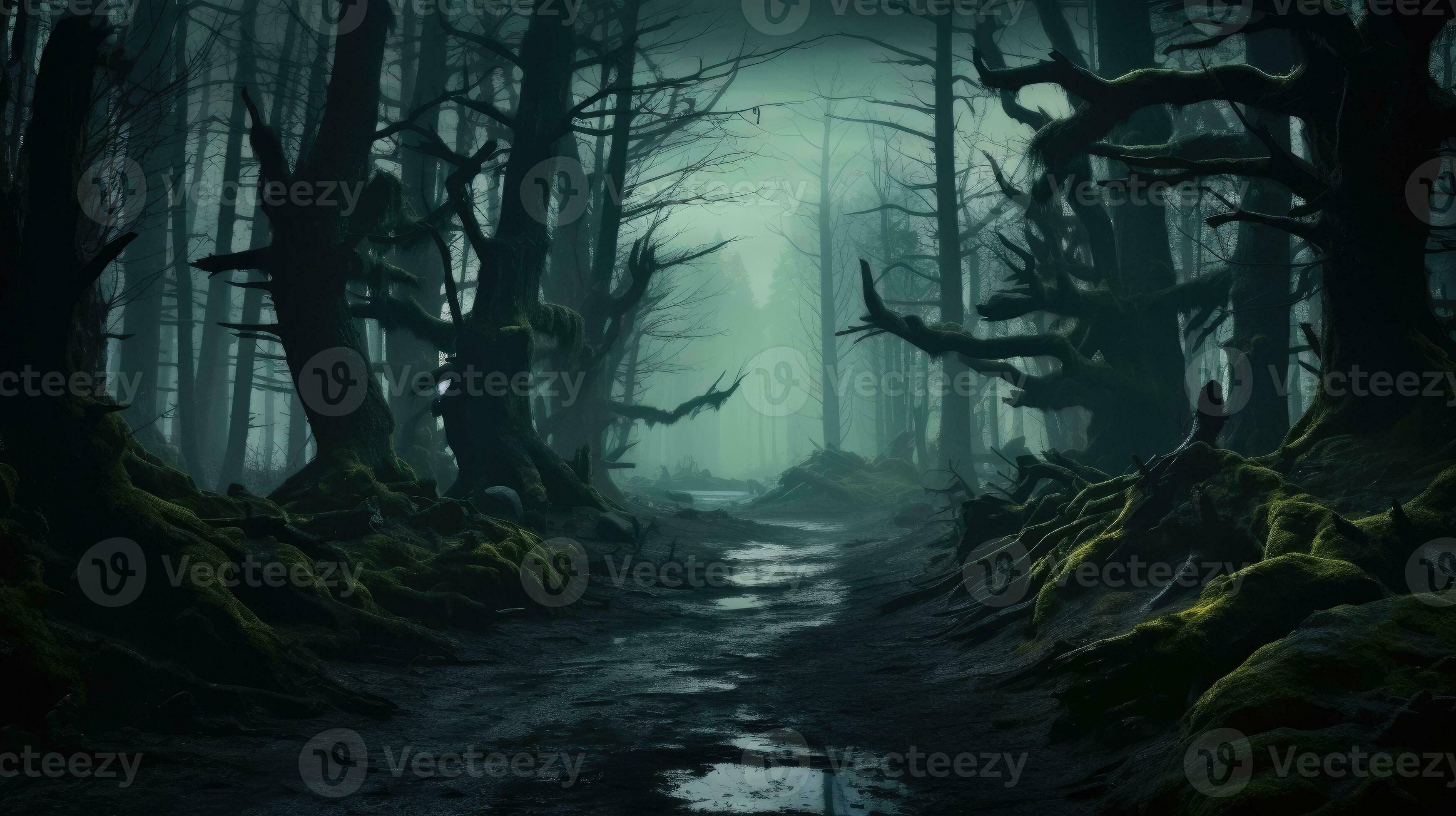 Spooky forest background AI Generated 30351884 Stock Photo at Vecteezy