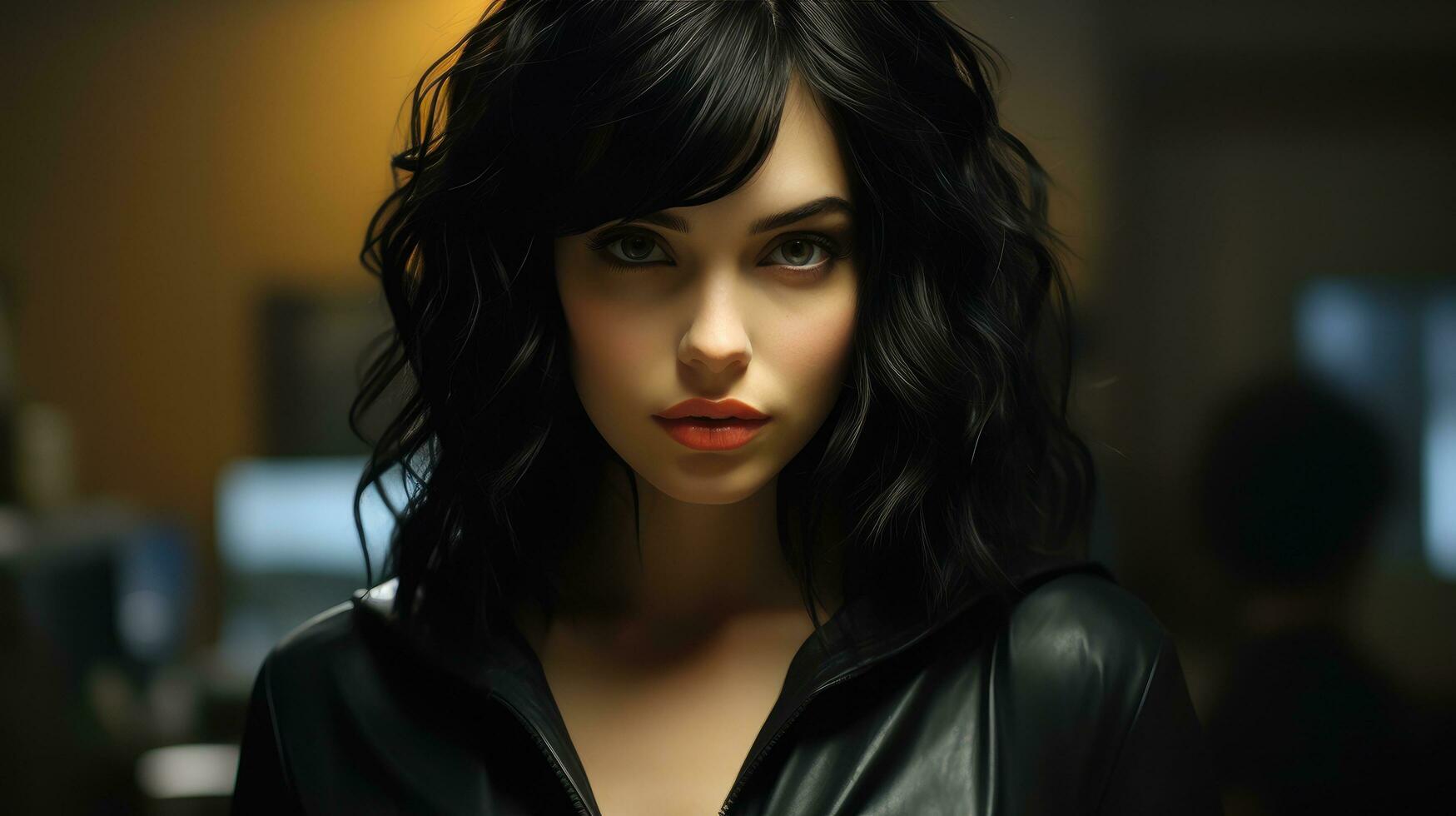 CakeCute girl with black hair and black clothes AI Generated 30353778 Stock Photo at Vecteezy