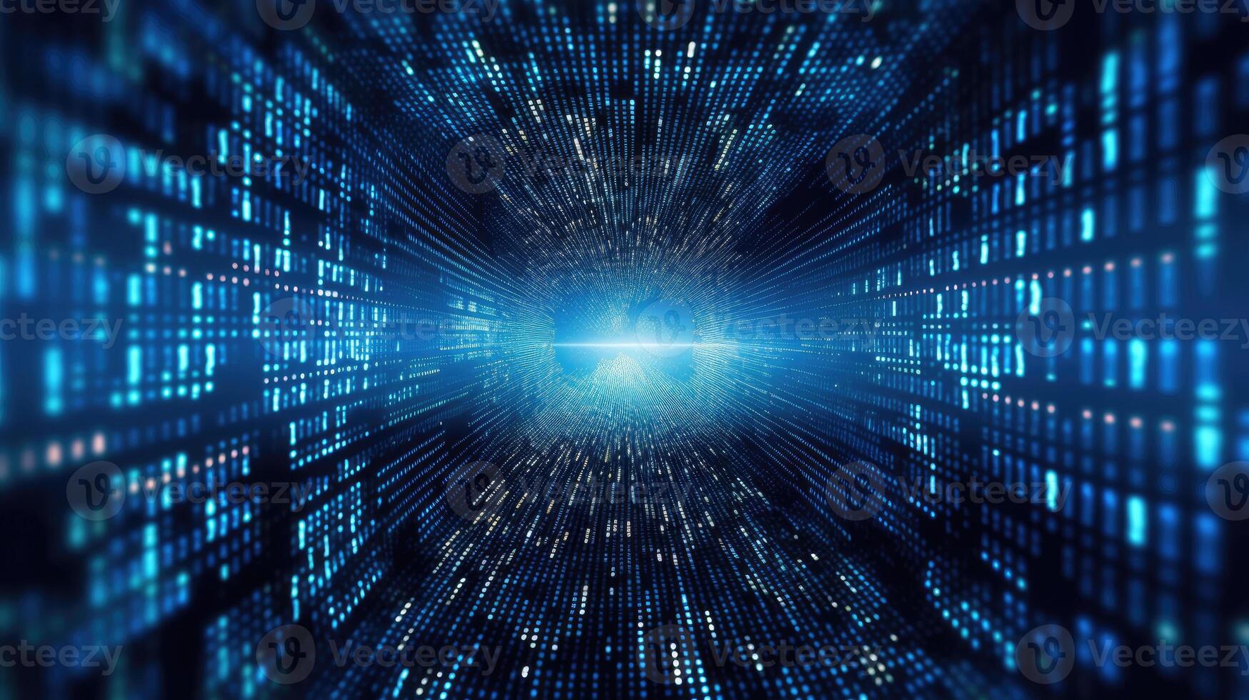 Abstract Digital Technology Blue Digital Binary Data On Computer Screen Background Generative