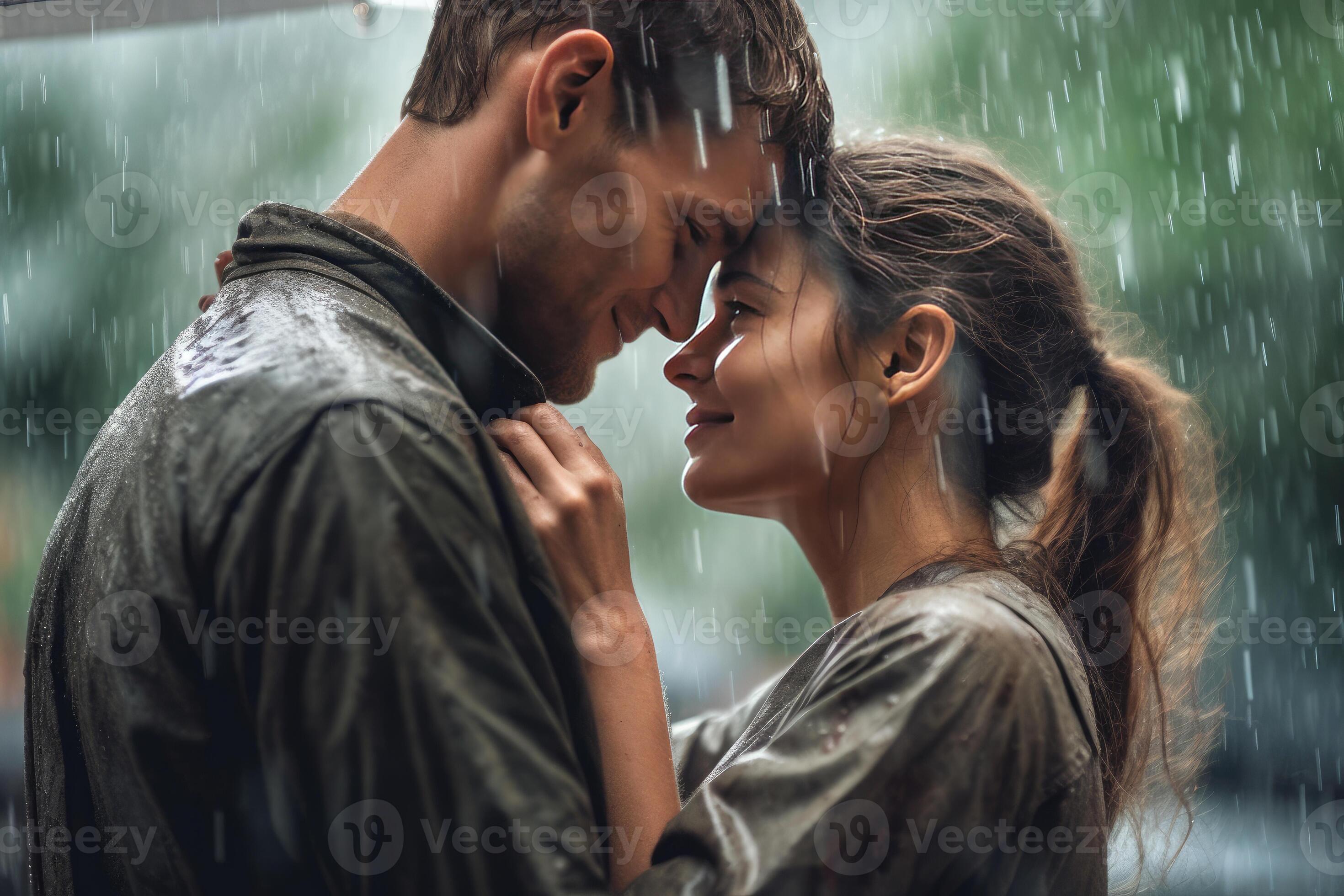 Couple in love hugging in the rain. Romantic. Generative Ai 30396880 Stock Photo at Vecteezy