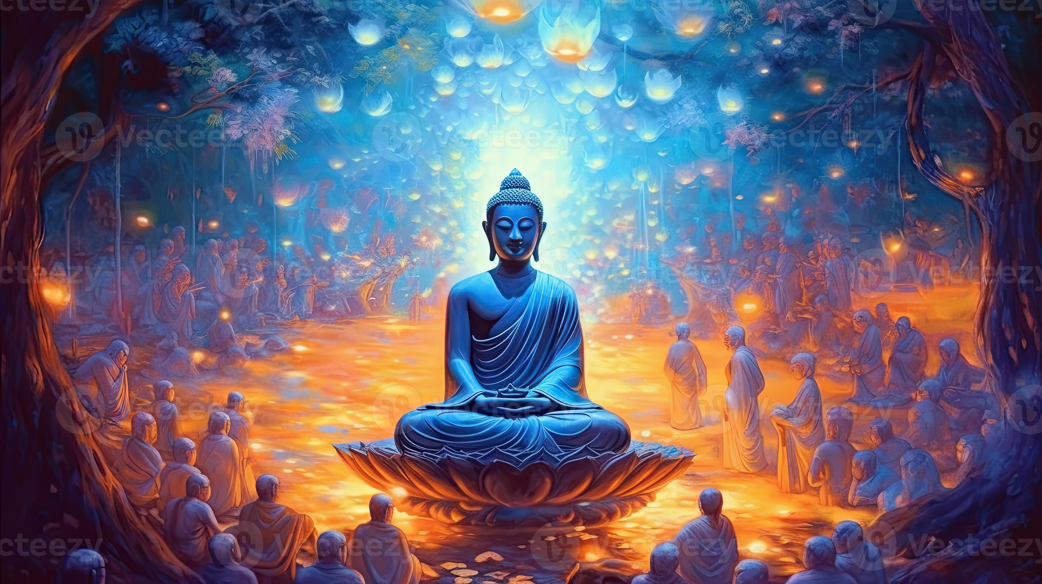 Buddha delivering teachings, Makha Bucha Day. Generative Ai 30402149 ... Buddha delivering teachings, Makha Bucha Day. Generative Ai 30402149 ...