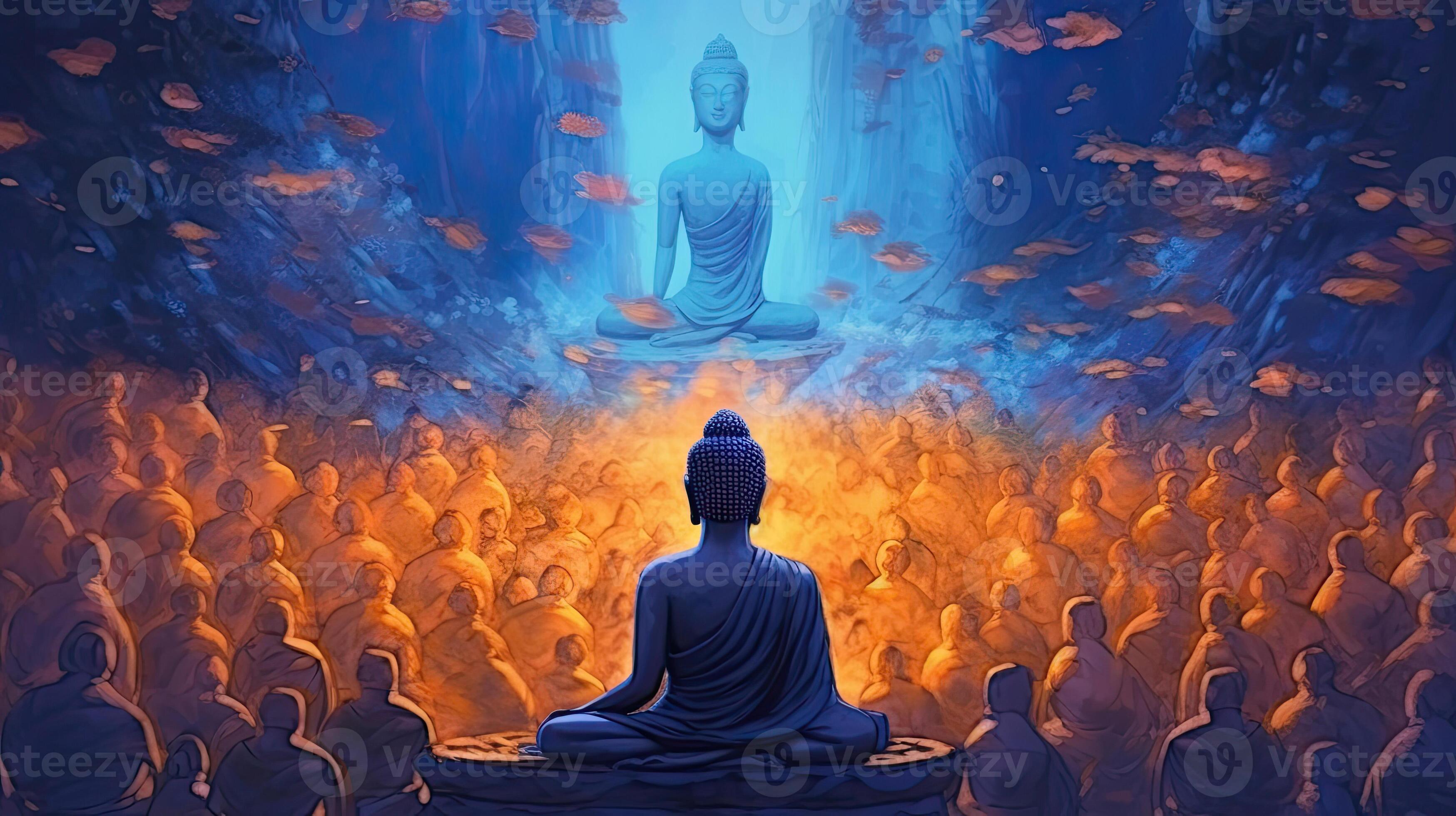 Buddha delivering teachings, Makha Bucha Day. Generative Ai 30402151 ... Buddha delivering teachings, Makha Bucha Day. Generative Ai 30402151 ...