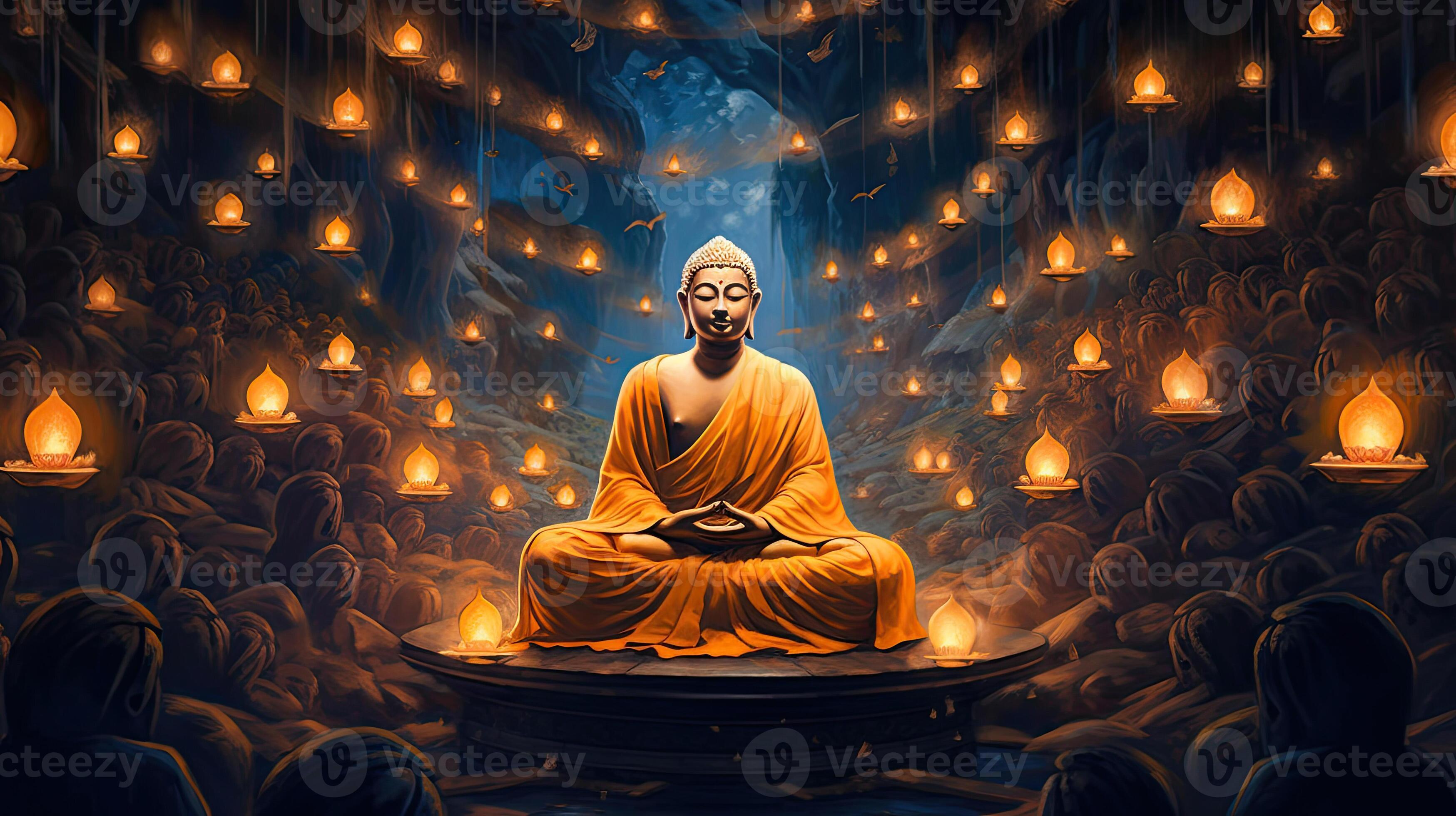 Buddha delivering teachings, Makha Bucha Day. Generative Ai 30402156 ... Buddha delivering teachings, Makha Bucha Day. Generative Ai 30402156 ...