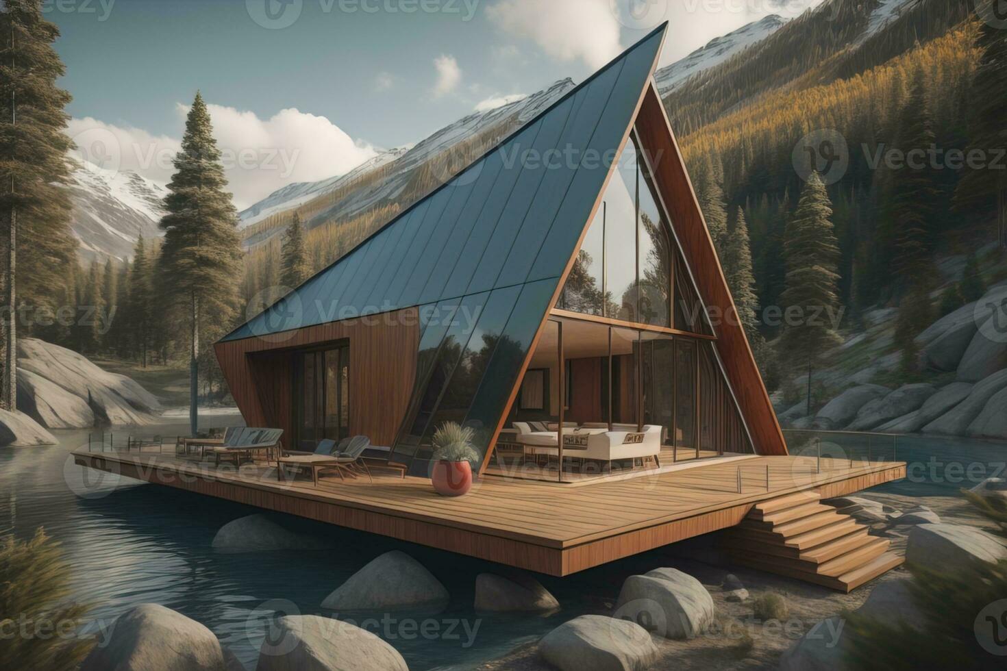 modern cozy chalet with pool and parking for sale or rent. Luxury house ...