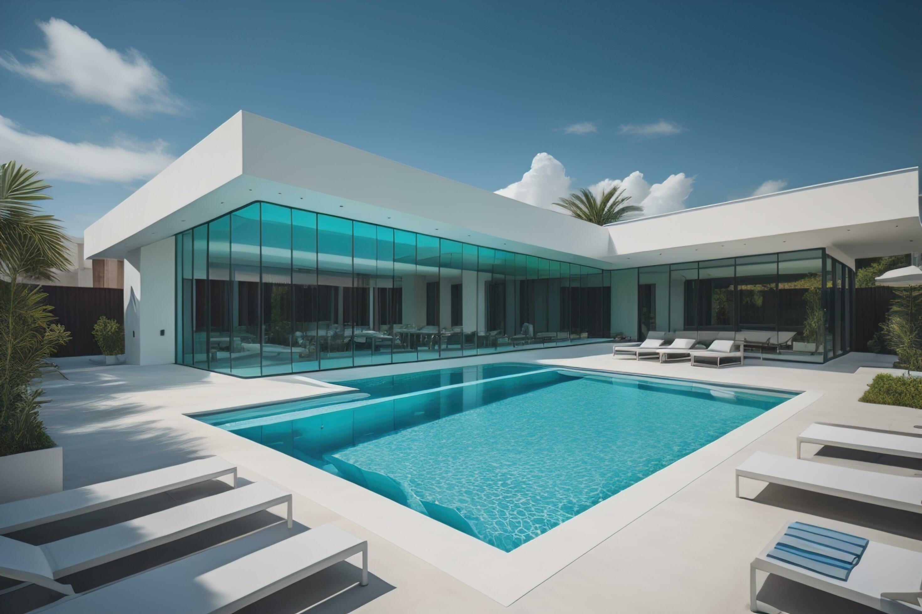 Swimming pool in a modern villa, ai generative 30409230 Stock Photo at ...
