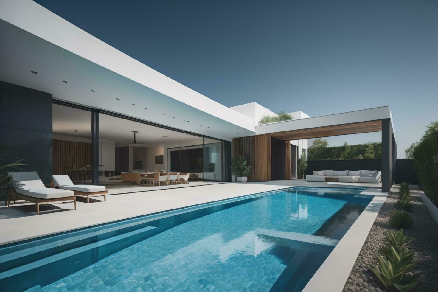 Swimming pool in a modern villa, ai generative 30410116 Stock Photo at ...