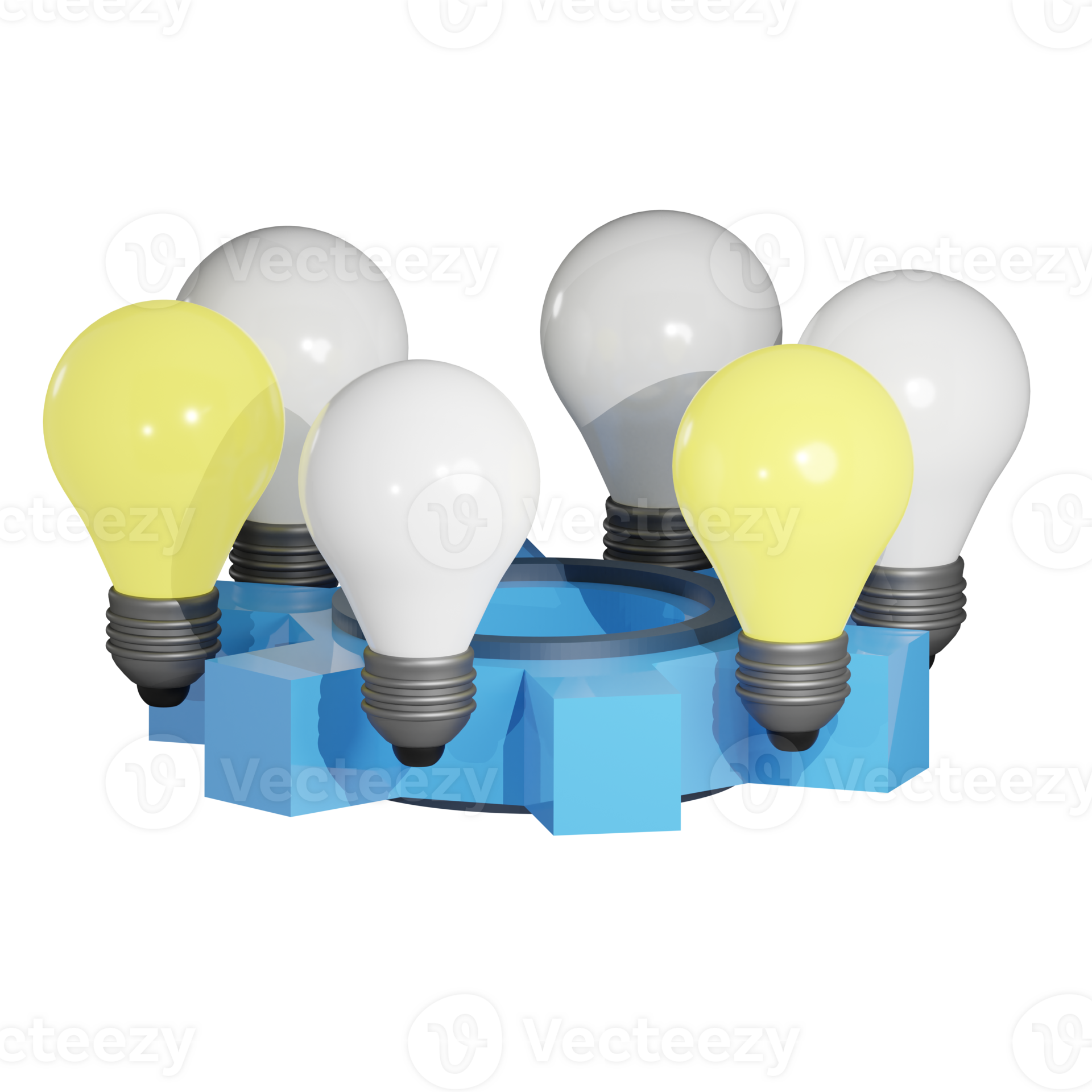 3D rendering of Light bulb business meeting business meeting at gear ...