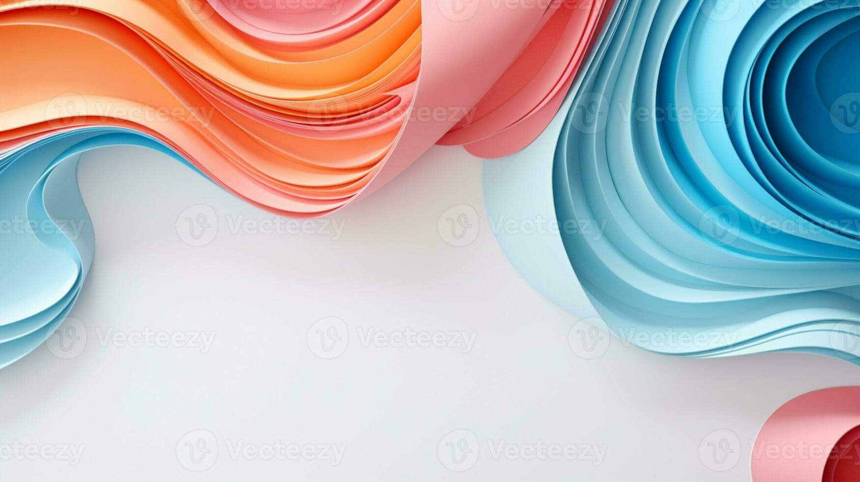 Colorful Paper Waves On White Background Abstract Papercut Design