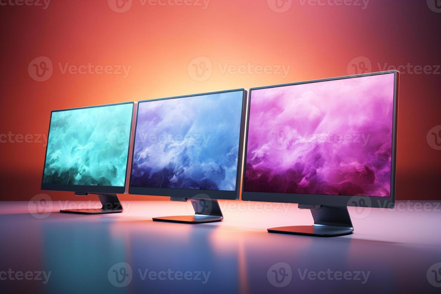 3d illustration of Desktop Computer-Colorful Monitor Screen, product ...