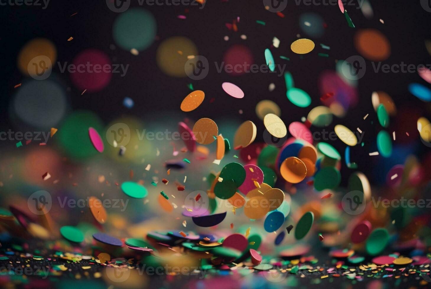 Colorful confetti in front of colorful background with Bokeh. Generative AI 30452873 Stock Photo ...