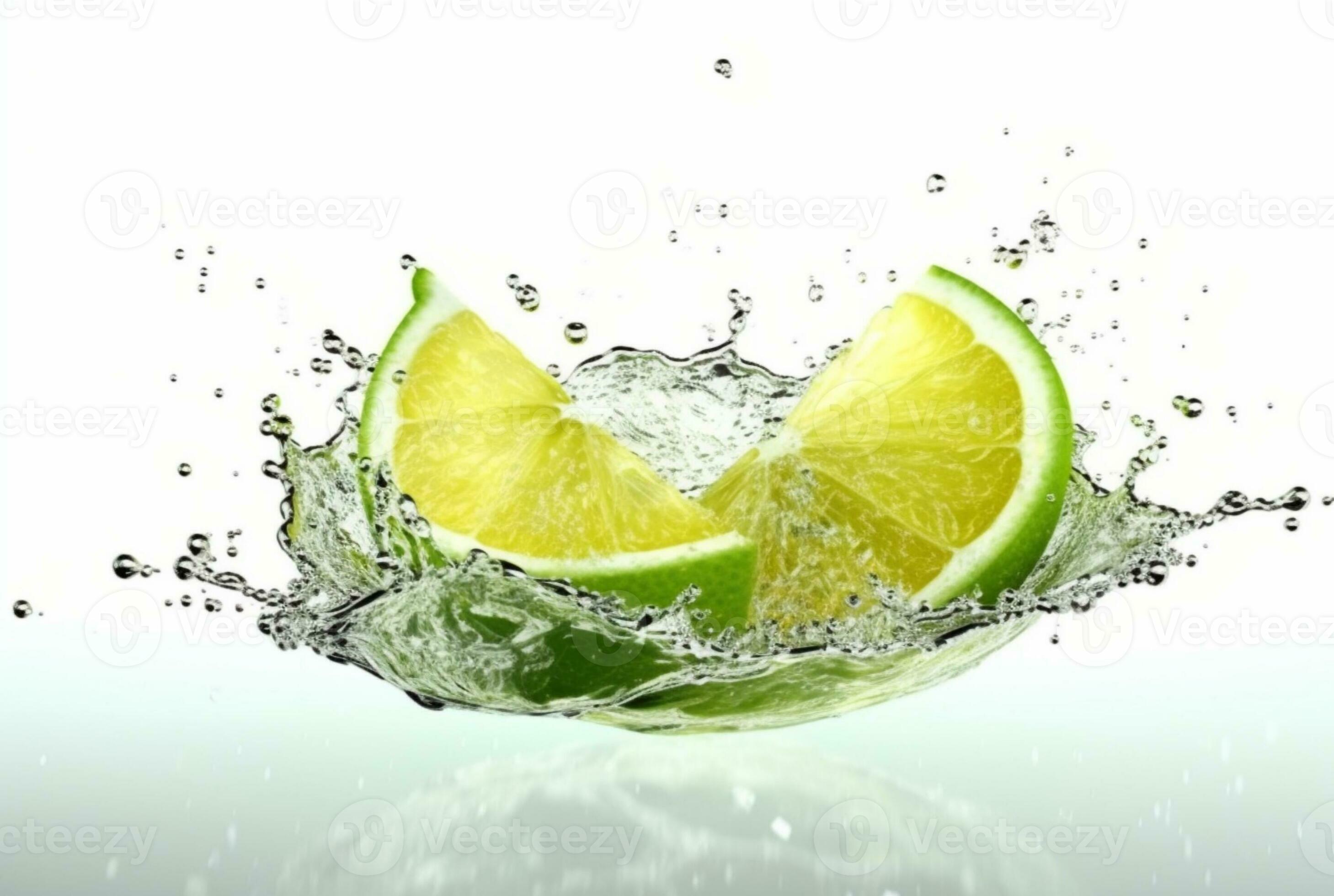 Lime with water splash isolated on white background. generative ai 30453893 Stock Photo at Vecteezy
