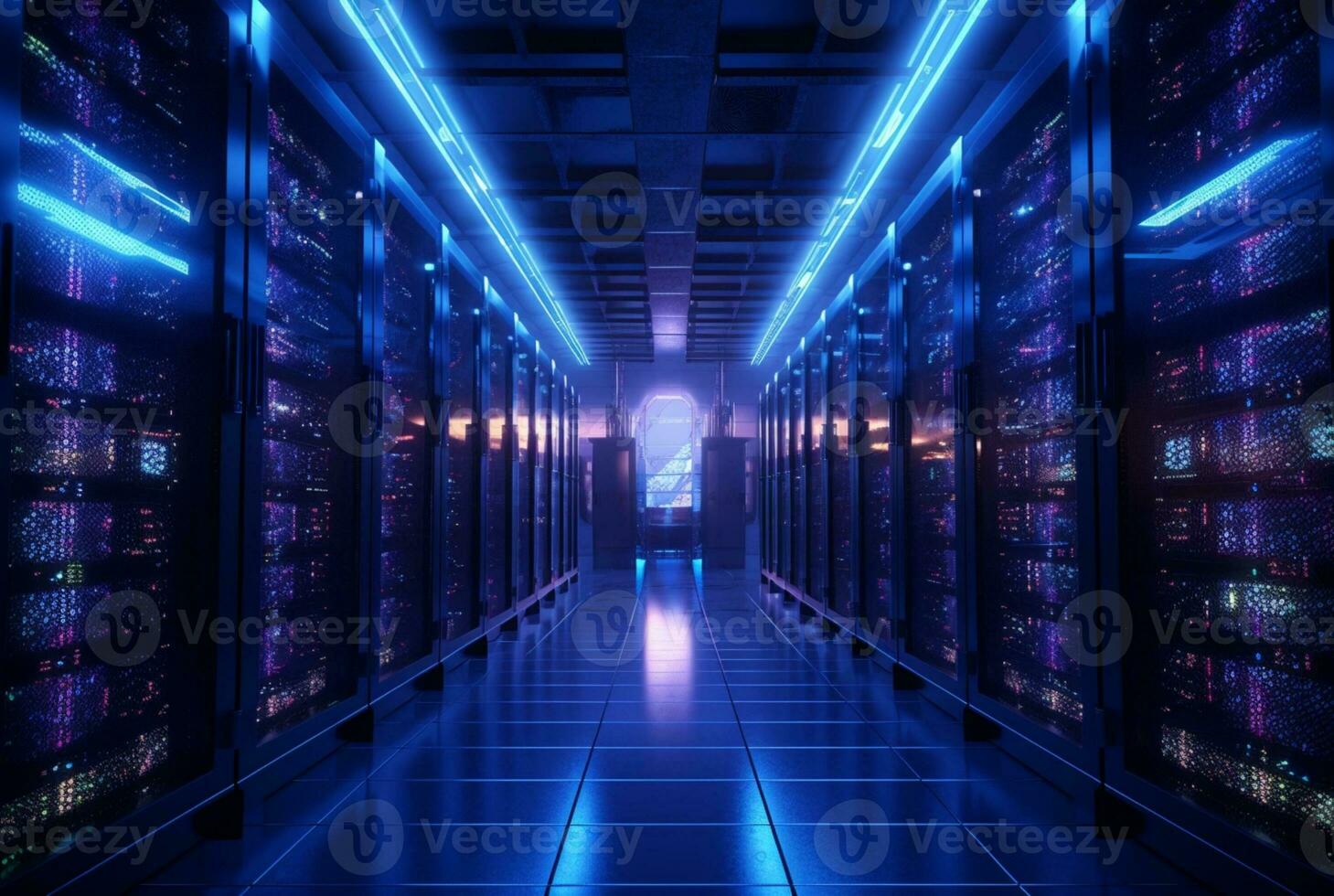 data center computer racks in network security services. generative ai ...