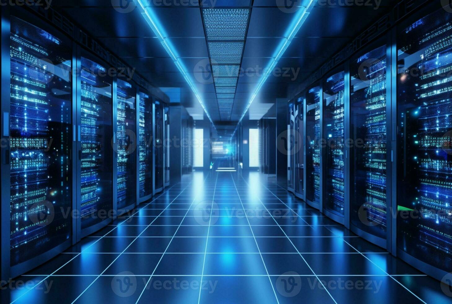 data center computer racks in network security services. generative ai ...
