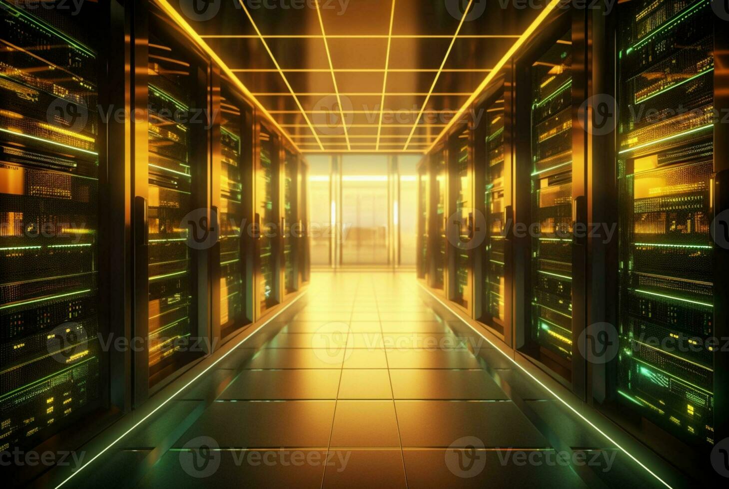 data center computer racks in network security services. generative ai ...
