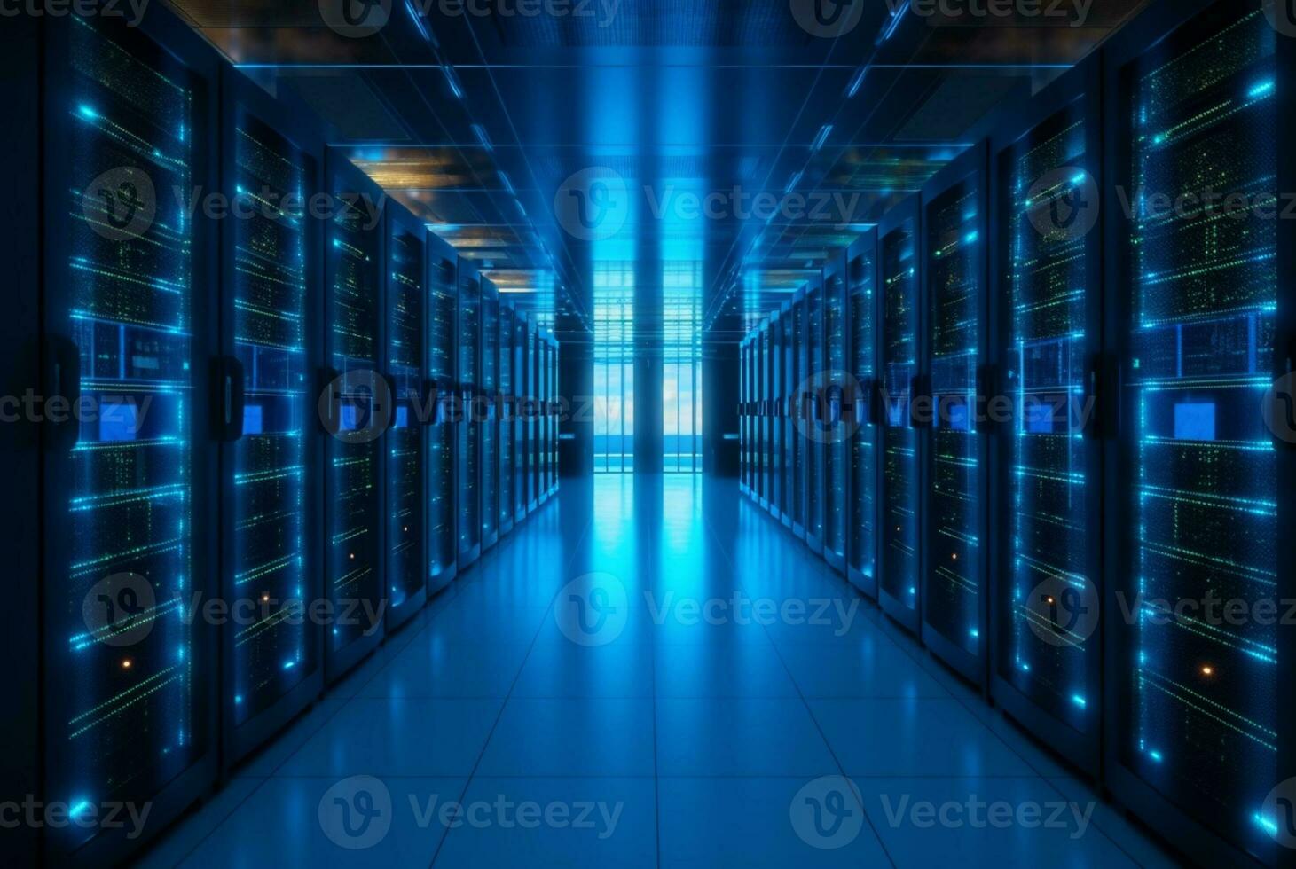 data center computer racks in network security services. generative ai ...