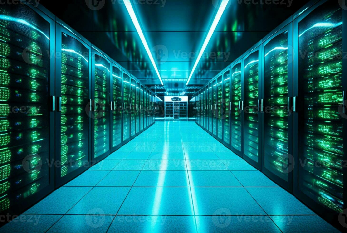 data center computer racks in network security services. generative ai ...