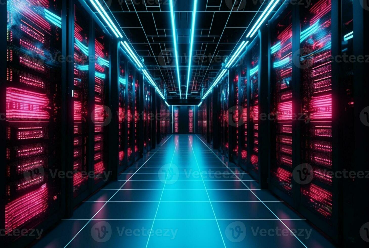 data center computer racks in network security services. generative ai ...