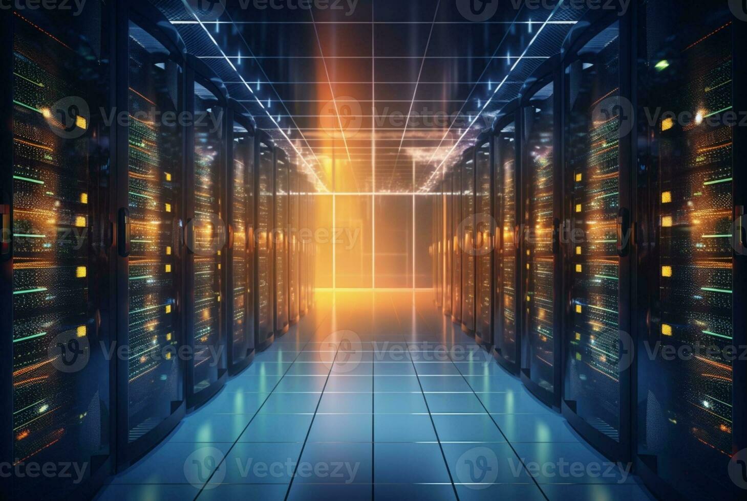 data center computer racks in network security services. generative ai ...