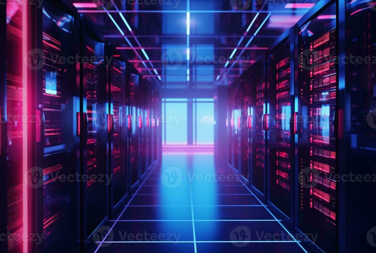 data center computer racks in network security services. generative ai ...