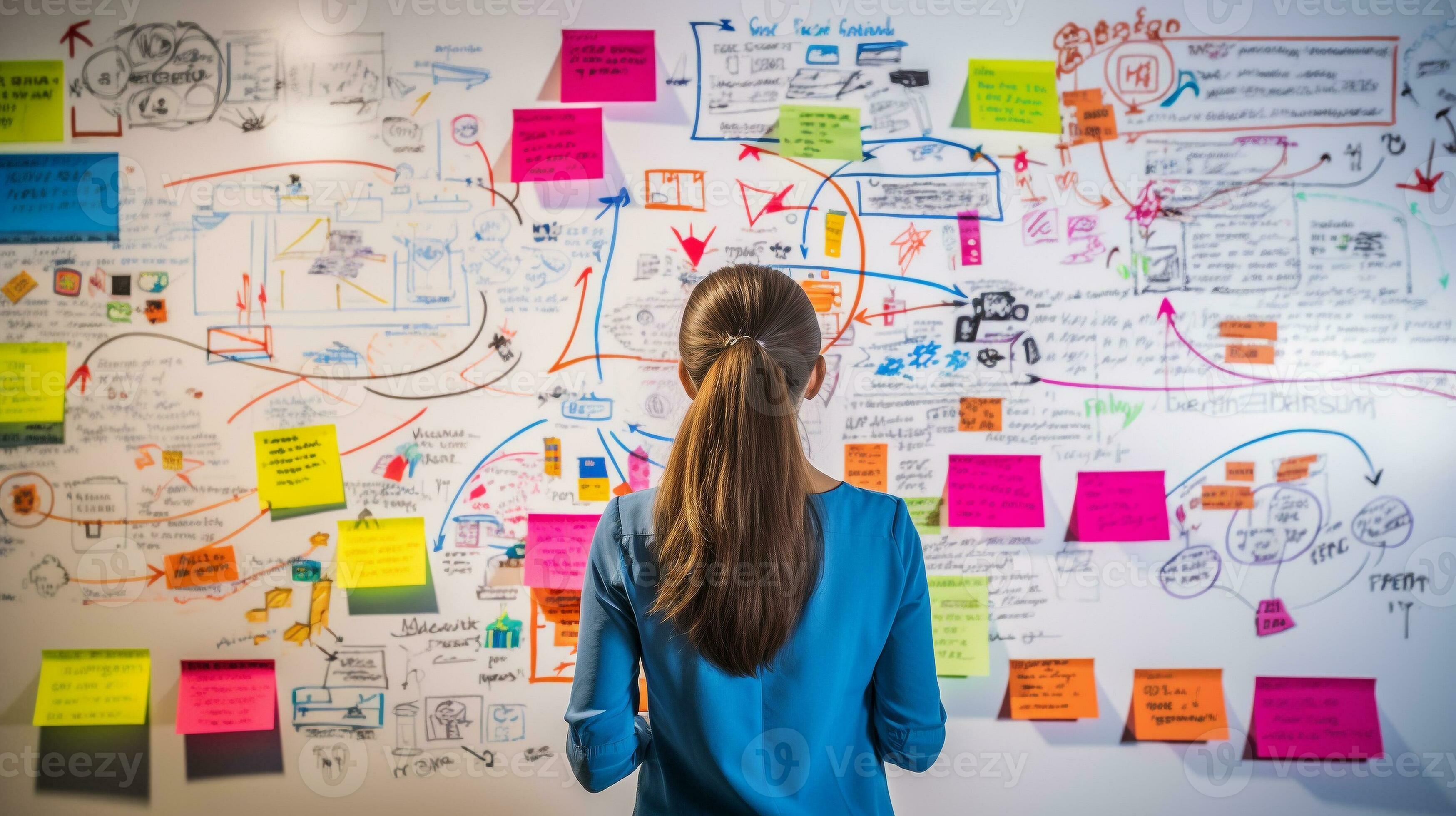 Spark of Innovation Brainstorming Session Around Colorful Ideas, AI ...