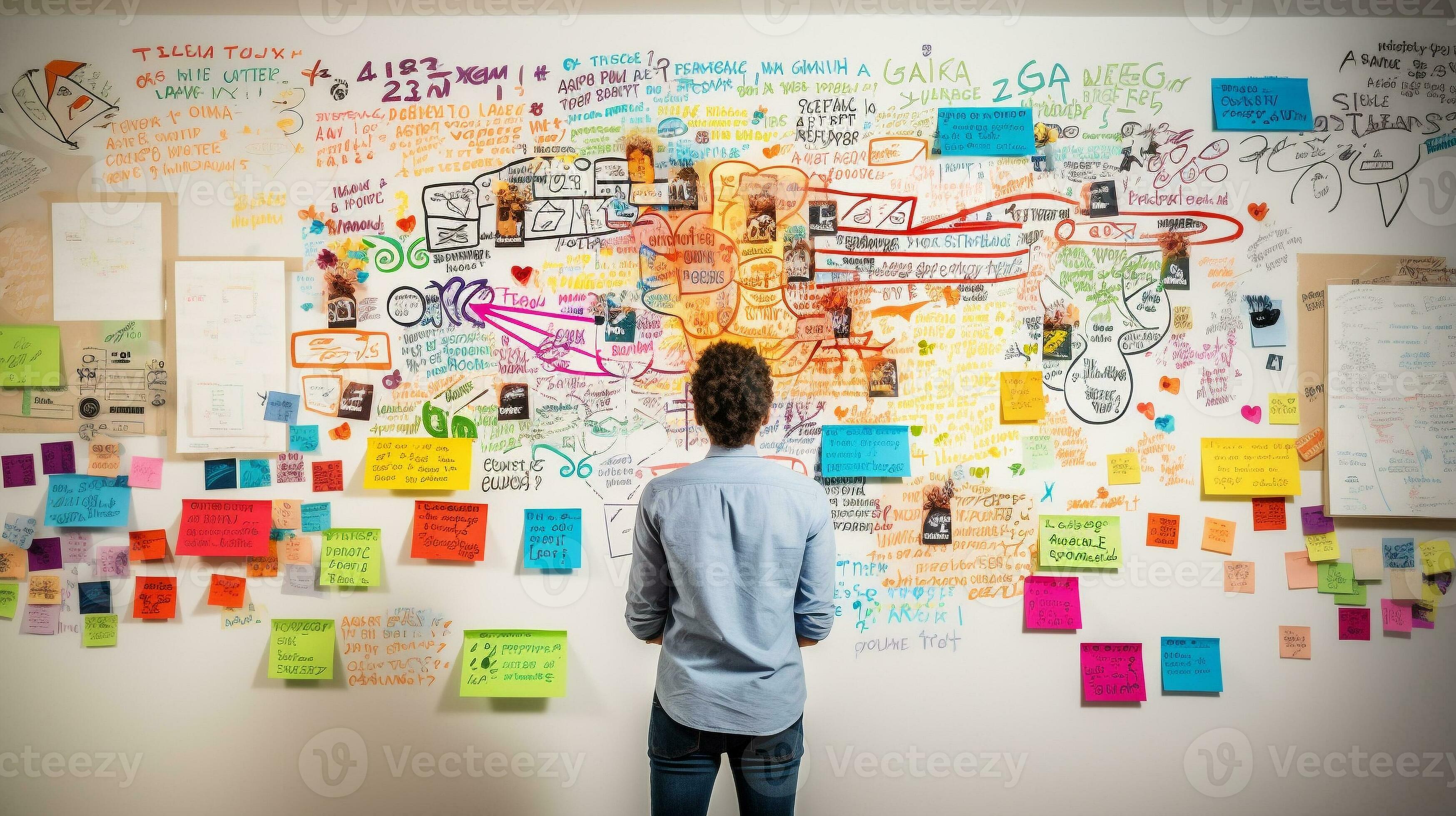 Spark of Innovation Brainstorming Session Around Colorful Ideas, AI ...