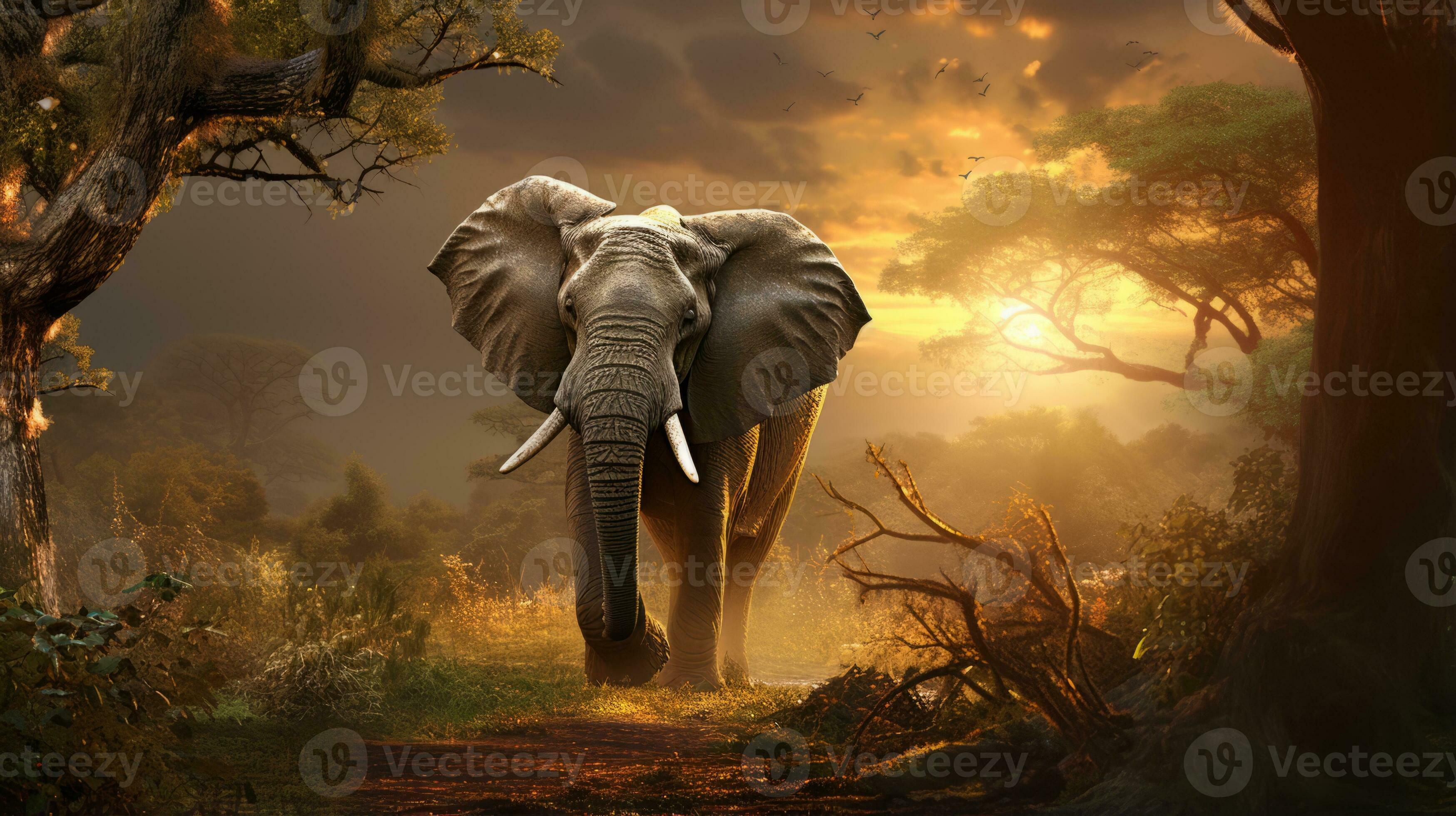 Enchanted Elephant roams through an ethereal savannah. Generative AI 30462143 Stock Photo at ...