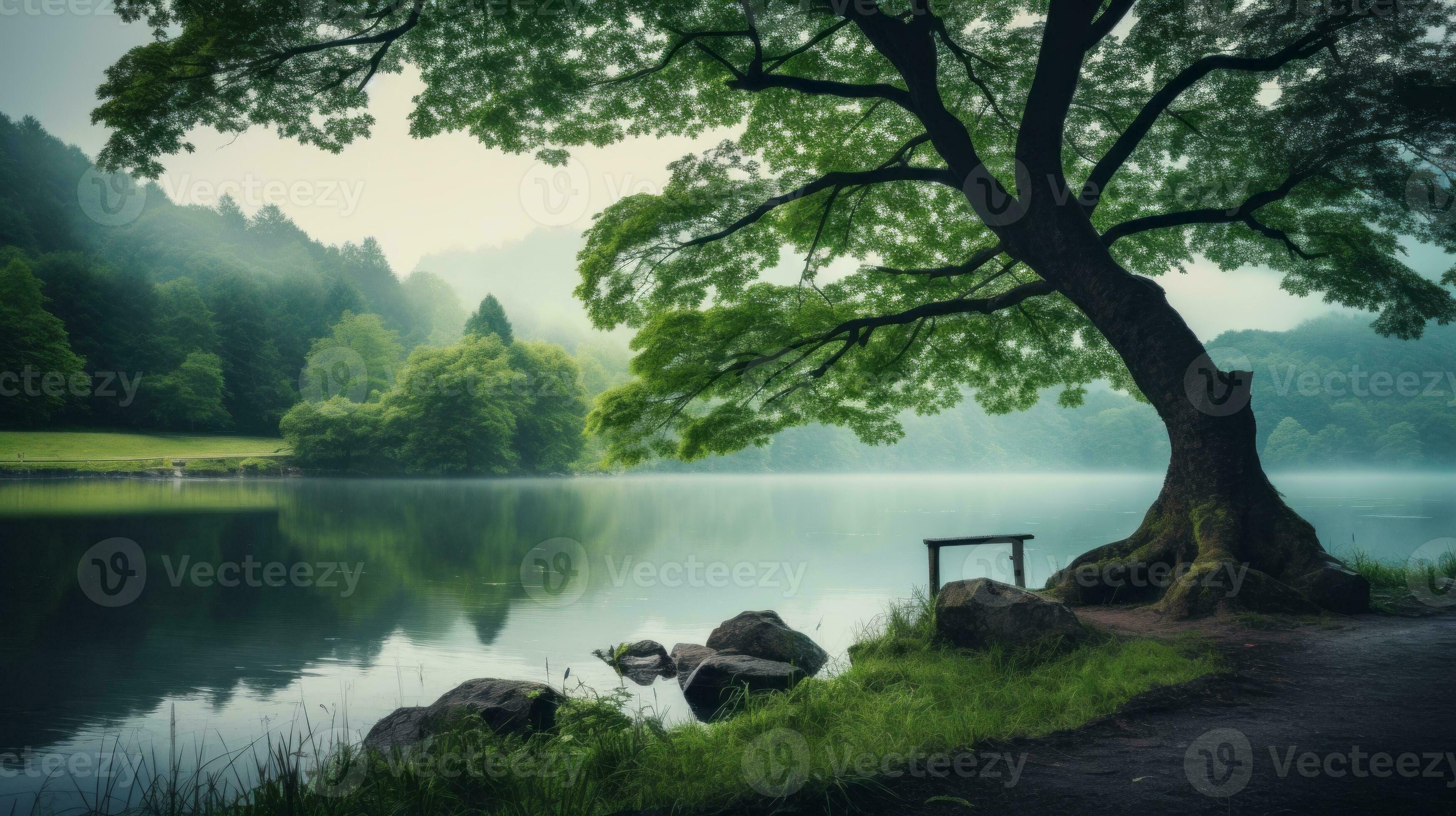 Serene nature scene, invoking peace and tranquility. Generative AI ...