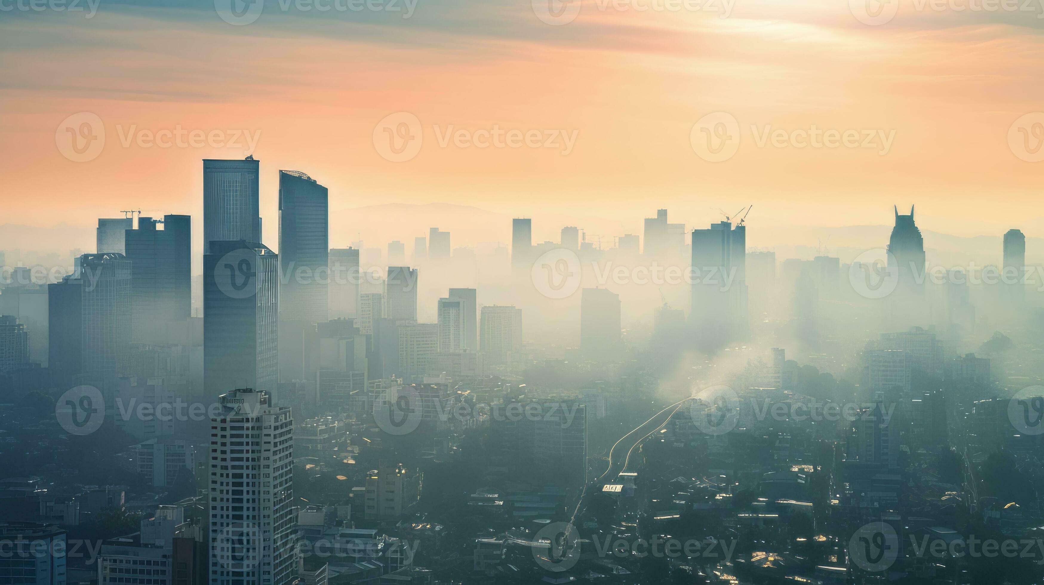 Polluted air over smog covered cityscape. Generative AI 30462797 Stock Photo at Vecteezy